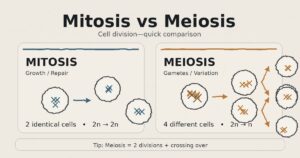 Difference Between Mitosis and Meiosis (Table, 3 Differences, Similarities) - Difference Between